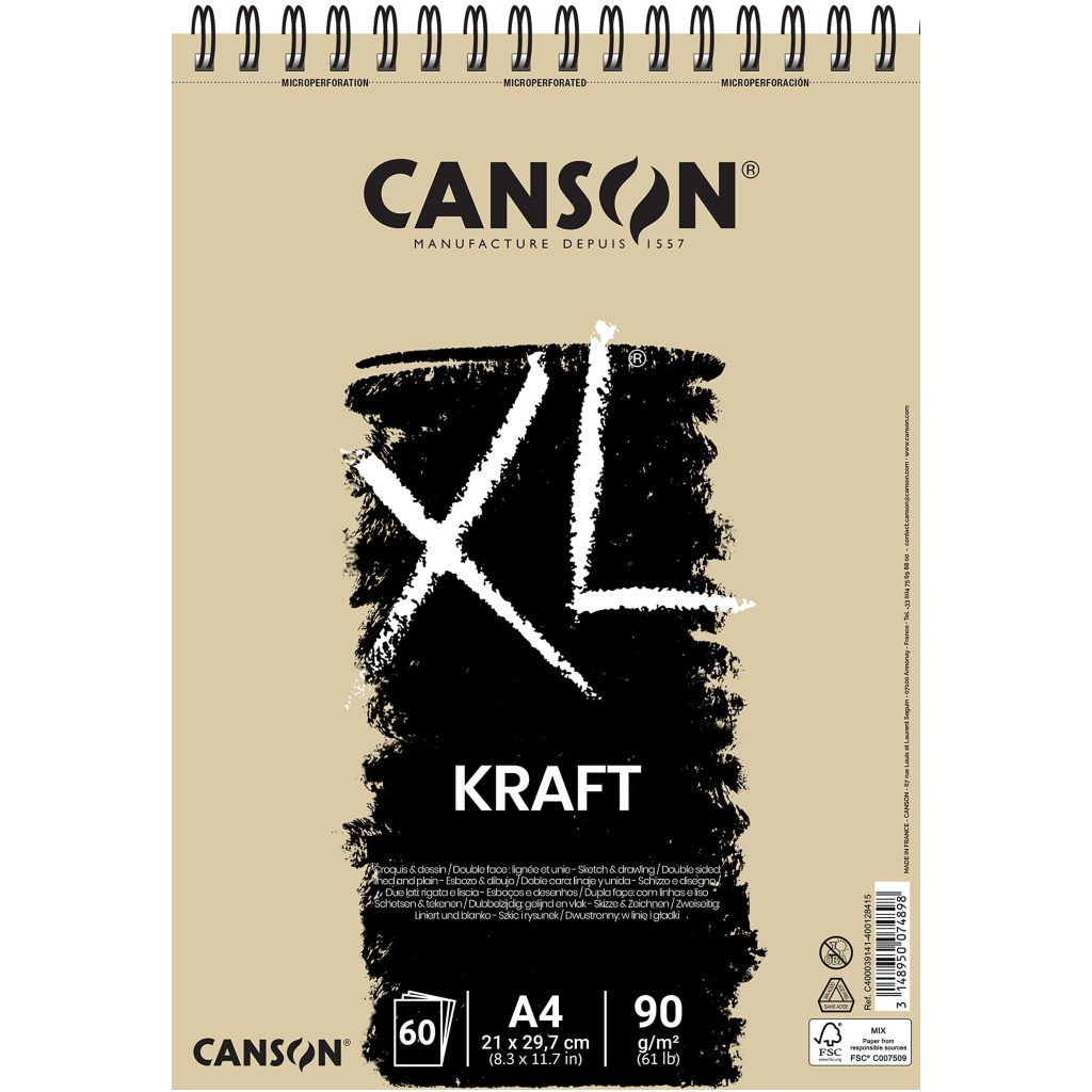 Canson A4 90 GSM XL Kraft Tan Pad (60 Sheets) - Hadafy
