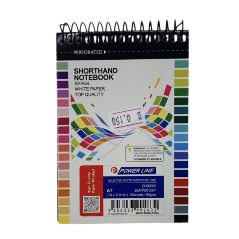Power Line A7 60 GSM Short Hand Lined Spiral Perforated Notepad (60 ...