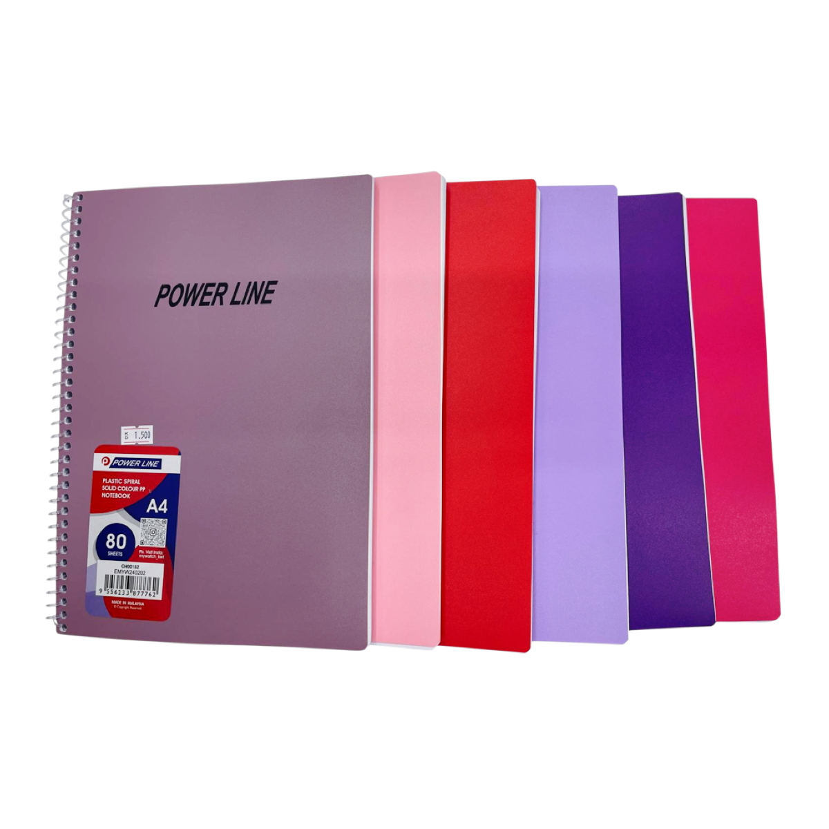 Power Line A4 Wide Ruled Plastic Spiral Notebook (80 Sheets) (Assorted ...