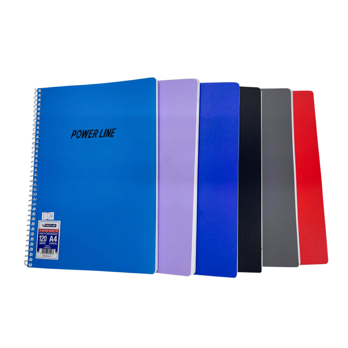 Power Line A4 Wide Ruled Spiral Notebook (120 Sheets) (Assorted Colors ...