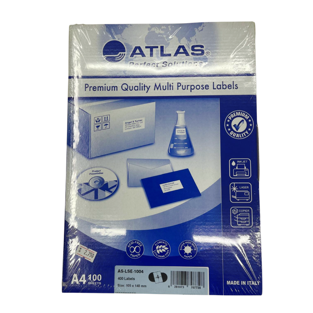 Atlas 10.5x15cm Label 4 Labels / Sheet (Set of 100) - Hadafy
