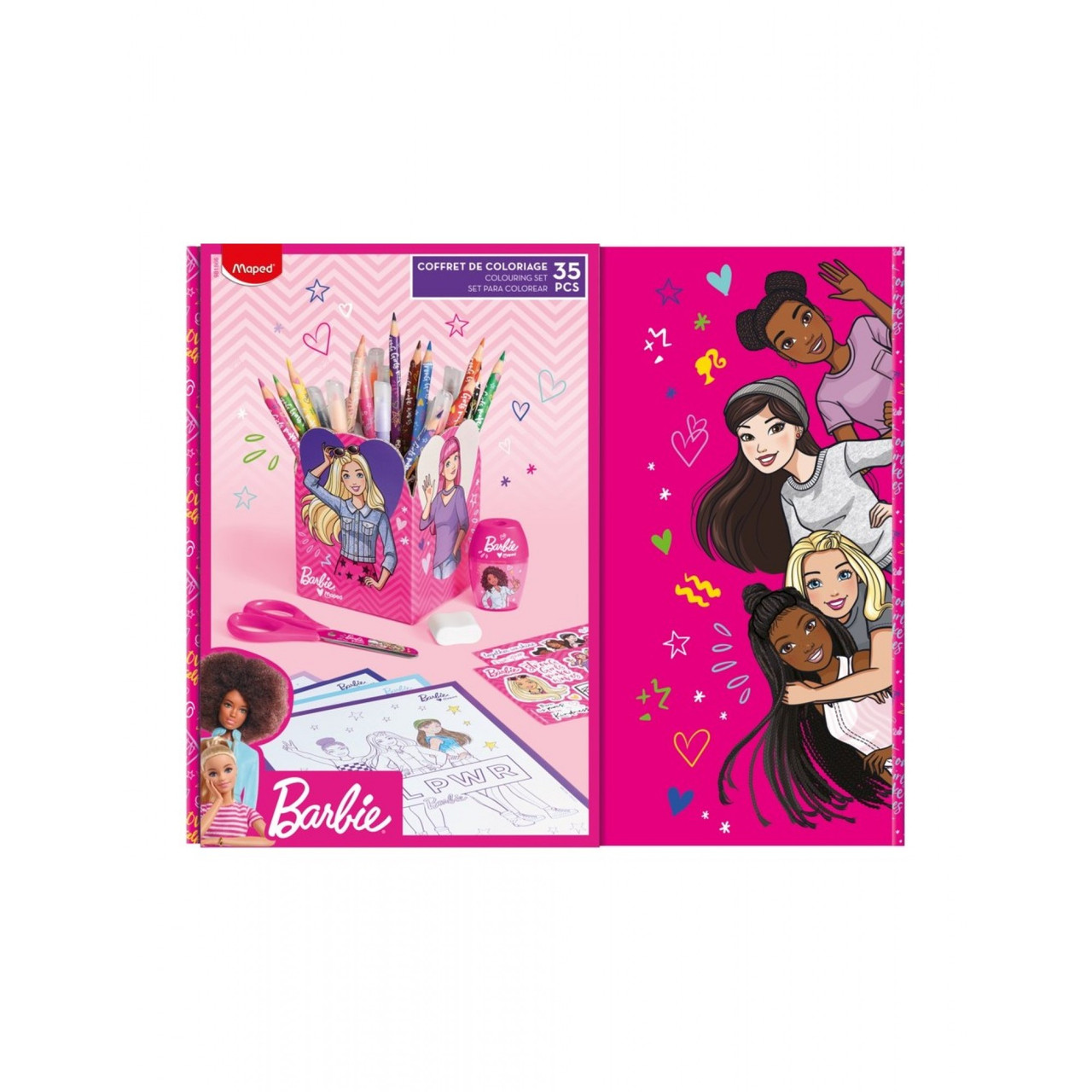 Maped Barbie Stationery Coloring set (35 pcs) - Hadafy